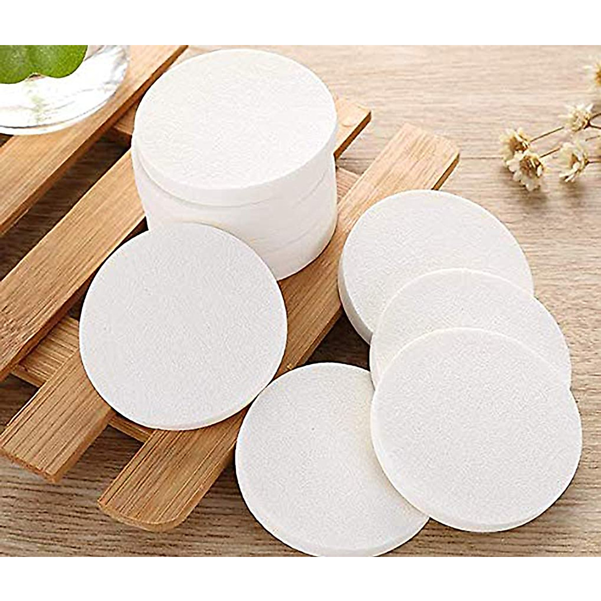 RUITASA 25Pcs Makeup Sponge Cosmetic Puff Use for Dry and Wet Cosmetics Blush Applicators Round Sponges Foundation