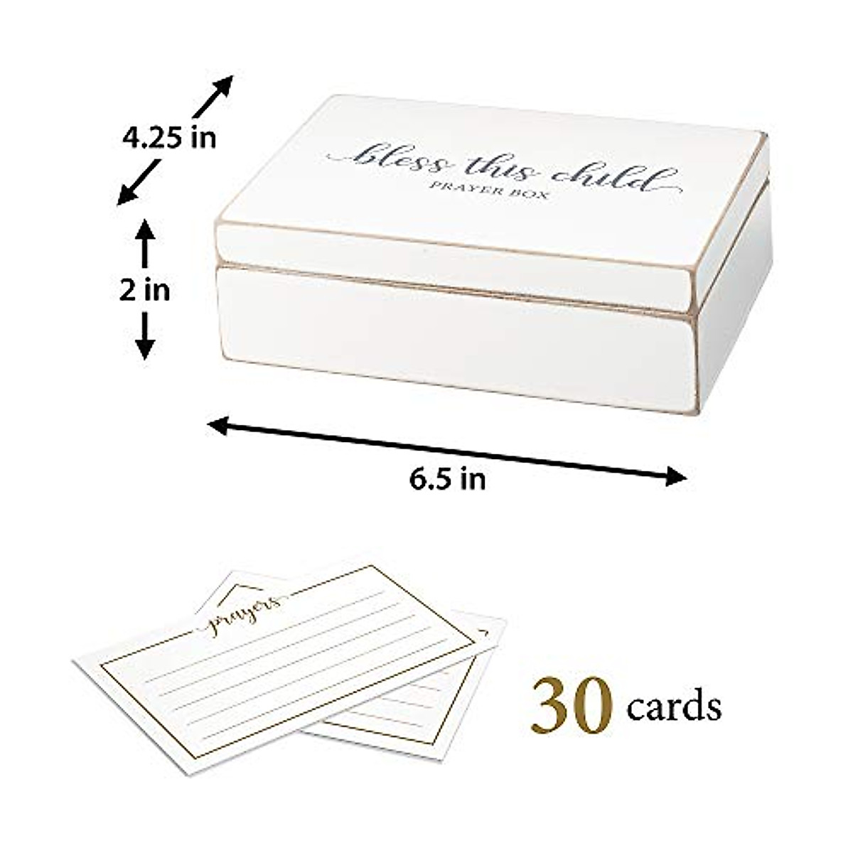 Lillian Rose Bless This Child Prayer Box with Prayer Cards, Off White