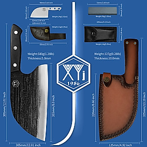 XYJ Full Tang Forged Serbian Chef Knife Camping Boning Knives High Carbon Steel Butcher Cooking Knife With Leather Knives Sleeves