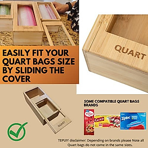 TEPUIY Ziplock Bag Storage Organizer - Multi Use Bamboo Storage Bag Organizer for Drawer - Food Storage Bag Holder Compatible with Ziplock, Ikea, Glad, Hefty (4 pieces set).