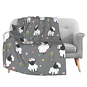 Fehuew Cute Sheep Lambs Soft Throw Blanket 40x50 inch Lightweight Warm Flannel Fleece Blanket for Couch Bed Sofa Travel Camping for Kids Adults