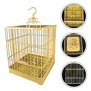 Baluue 1 Set Bird Cage Plastic Parrot Cockatiel Cage with Standing Pole Hanging Hook Pet