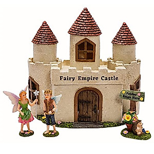 PRETMANNS Fairy Houses for Fairy Gardens - an Adorable Fairy Garden Castle with Outdoor Fairy Garden Accessories - Fairy House & Fairies for Fairy Garden - Fairy House Kit & Prince & Princess Fairies