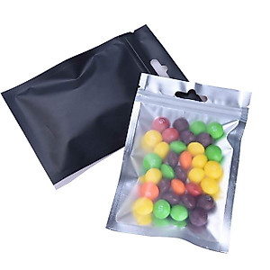 WEKOIL 100 Pack Mylar Zip Lock Bags Aluminum Foil Bags 3.5x6 Inch Sample Packaging Zipper Wrap Heat Seal Resealable Tear Notch Mylar Bags Pouch Food Storage Bags,Black