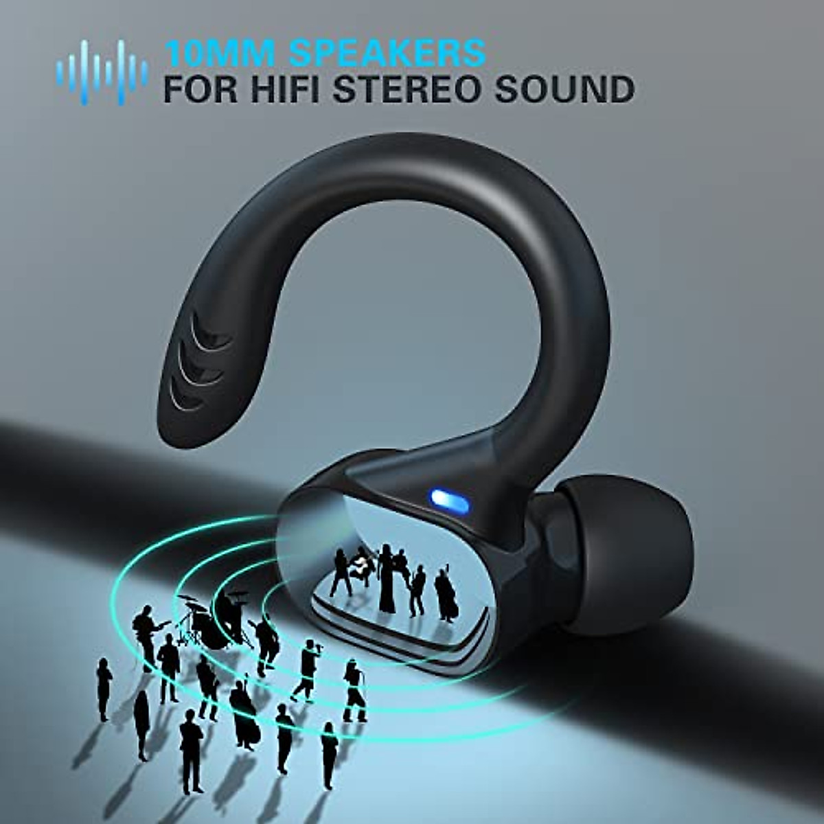 Smporiy 2023 Wireless Earbud with Wireless Charging Case Digital LED Display 48hrs Playtime Deep Bass Sport Earphones with Over Earhooks Built in Mic Sweatproof in Ear Headset for Gym