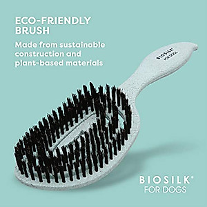 BioSilk for Dogs Eco-Friendly Boar Hair Bristle Brush in Mint Green | Easy to Hold Ergonomic Handle Dog Brush for Shedding | Best Pet Brush for Dog Grooming