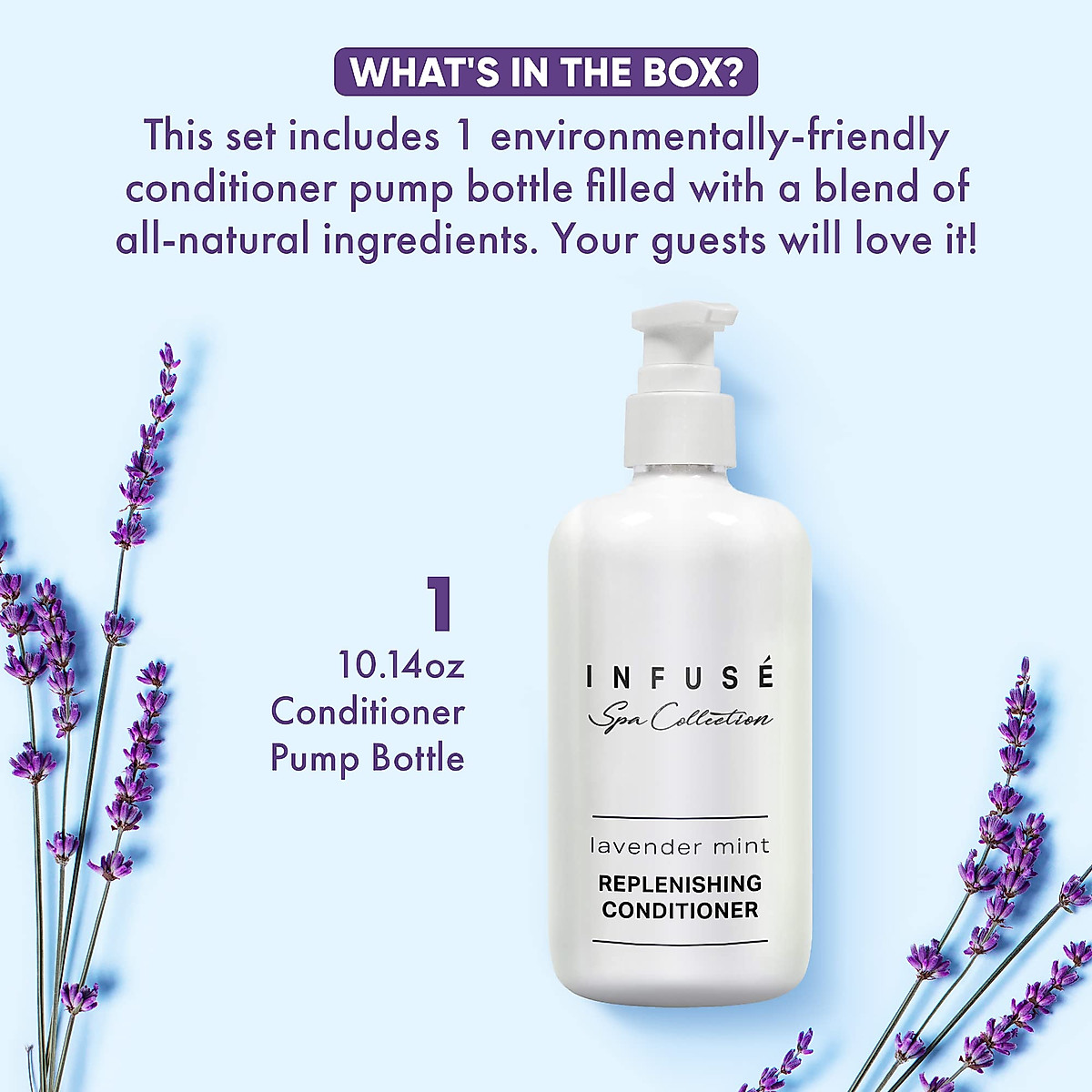 Terra Pure Infuse Lavender Mint Conditioner | Spa Collection | Hotel Amenities in Pump Bottle | 10.14 oz. / 300 ml (Single Bottle)