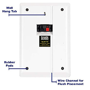 Acoustic Audio by Goldwood SLM1W Mountable On Wall Slim Speakers Home Theater Wired Pair Pack, White