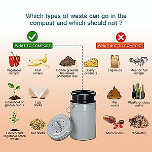 NOVTEKE Compost Bucket for Kitchen Countertop - 1.0 Gallon Kitchen Coffee Grounds Compost Bin Countertop with Liner Bucket and Charcoal Filter Lid, Compost Pail Container