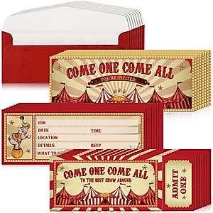 Fuutreo 50 Pcs Halloween Circus Party Invitations with Envelopes Vintage Party Invitations with Envelopes Birthday Invitation Cards for Horror Birthday Halloween Party