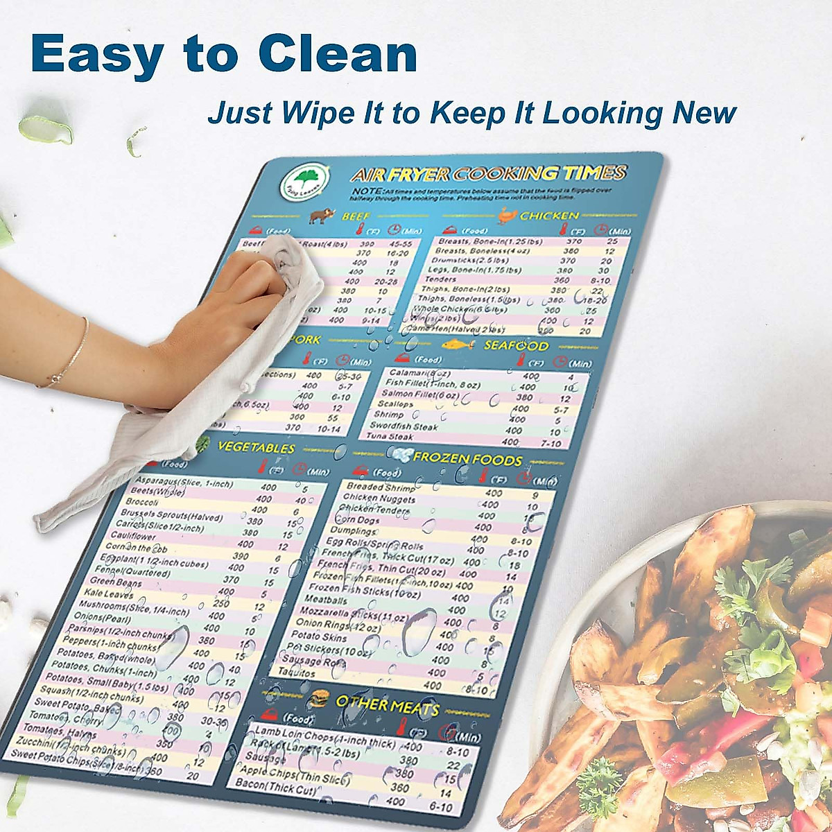 Air Fryer Magnetic Cheat Sheet Set, Airfryer Accessory Magnet Cooking Times, Air Fryer Accessories Cookbook Quick Reference Guide for Cooking and Frying, FlyingLeaves