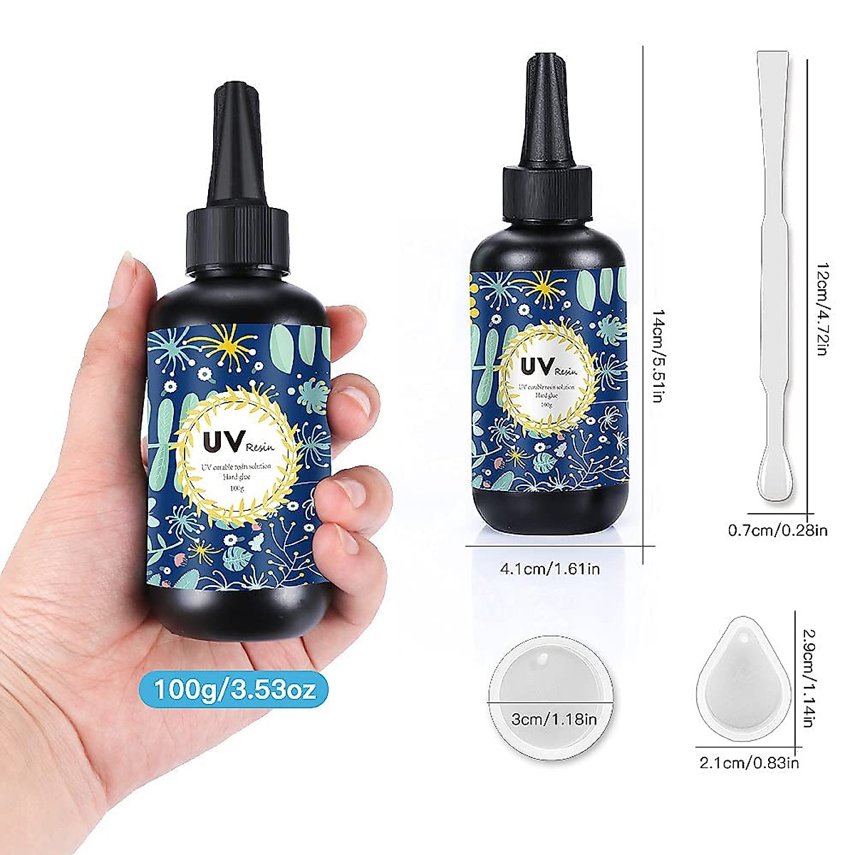 Crystal Clear Hard UV Resin Upgraded Formula Ultraviolet Fast Curing Resin for Jewelry Making Craft Decoration, Hard Transparent Glue Solar Cure Sunlight Activated Resin (100g)