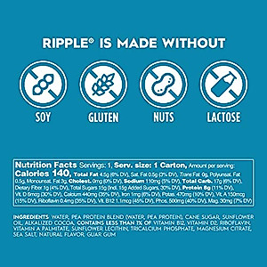 Ripple Vegan Protein Shake, Chocolate 12 Fl Oz (12 Pack) & Ripple Vegan 8 oz Dairy-Free Milk, Chocolate (12 Pack) | 24 Pack