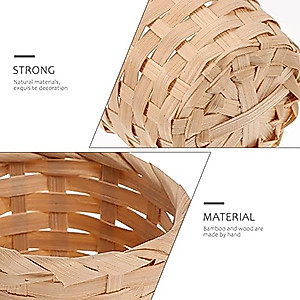 Zerodeko 10PCS Miniature Artifical Wood Woven Baskets, Mini Woven Baskets Without Handles for Home Office Table Party Favors Crafts Decoration