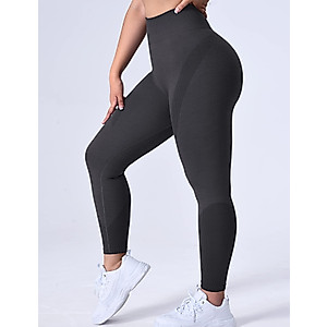 YEOREO Women Seamless Ozone Workout Leggings High Waisted Butt Lifting Recycled Yoga Pants Grey L