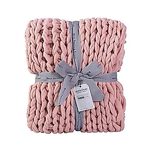 Berkshire Blanket Sailor's Knot Chunky Knit Heavyweight Throw, Misty Rose, 50" x 60"