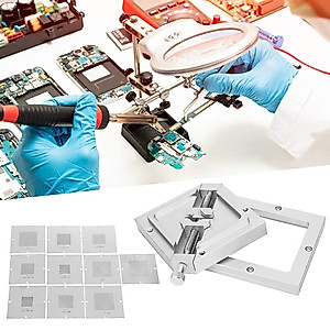 Fafeicy 10Pcs BGA Reballing Rework Station, Diagonal Template for Computer CPU Phone Welder Kits HT90 with Automatic Centering Function