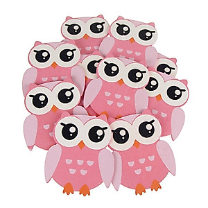 Wooden Owl Animal Cutouts, Pink, 4-1/4-Inch, 10-Piece
