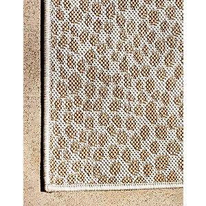 Unique Loom Jill Zarin Outdoor Collection Animal Print Area Rug (7' 10 x 10' 0 Rectangular, Dark Beige)