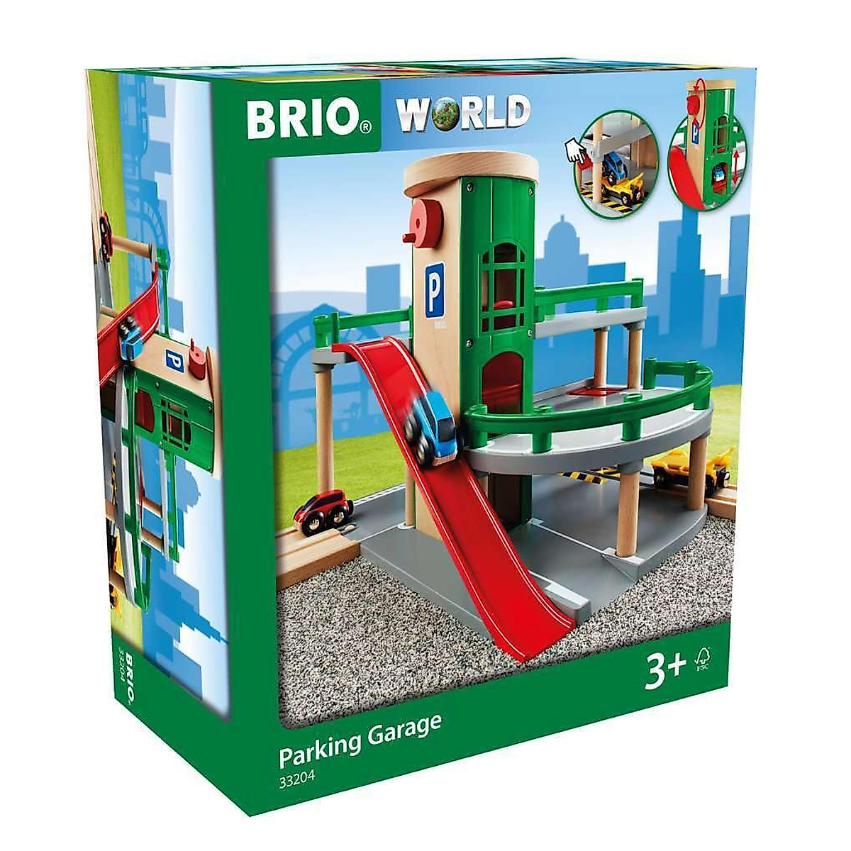 BRIO World 33204 Parking Garage - Ultimate Toy Train Accessory | Interactive Play | Compatible with All BRIO Train Sets | FSC Certified Wood Material | Ideal for Kids Age 3 and Up