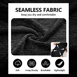 VANTONIA Women's Seamless Long Sleeve Crop Top Cute Workout Yoga Top Breathable Sports Running Gym Shirts with Thumb Holes Dark Black Marl X-Large