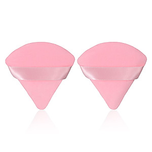 Pufandor 2Pcs Powder Puffs for Face Powder Triangle Powder Puff - Makeup Setting Powder Puff Ultra Soft Makeup Powder Puffs Velour Puffs Makeup Puffs for Powder, Makeup Puff for Women Cosmetic（Pink)