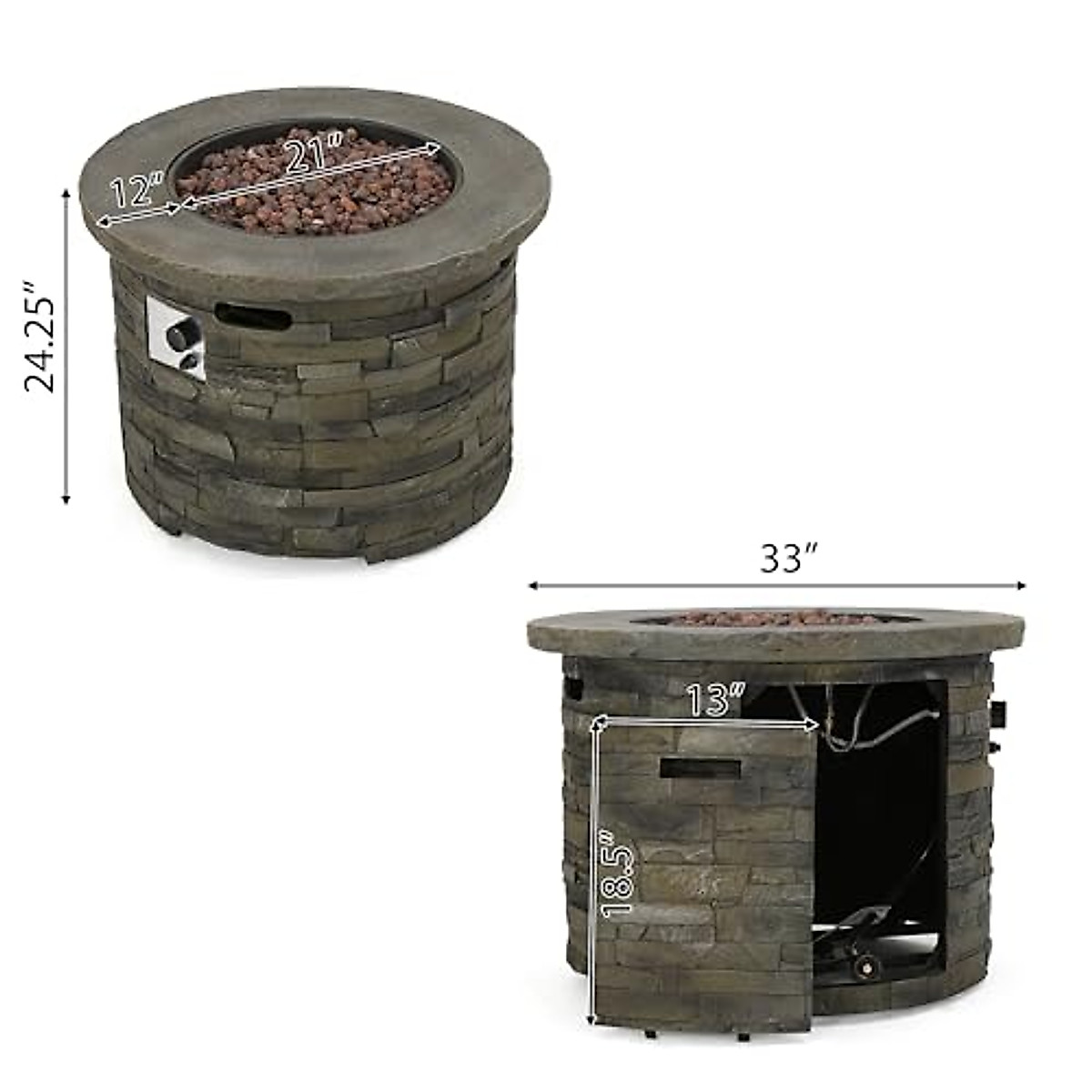 Christopher Knight Home Blaeberry Outdoor Circular Firepit, Natural Stone Finish