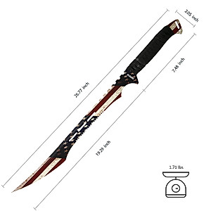 DISPATCH 2pc Ninja Twin Katana Samurai Sword Machete Fixed Blade Combat Set with Sheath for Hunting, Outdoor Camping, Survival