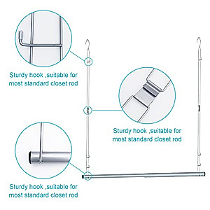 Exsun 2pcs Closet Rod for Hanging Clothes Adjustable Double Hanging Closet Rod Closet Bar Closet Systems Closet Brackets with Rod Holder