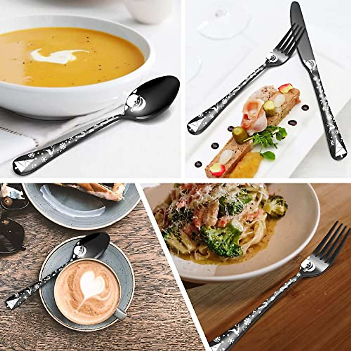 24-Piece Silverware Set Service for 6 with holder,Premium Stainless Steel Cutlery Set,Home Kitchen Restaurant Utensils,Knives Spoon and Fork Set, Mirror Polished,Dishwasher Safe.(Mirror pattern)