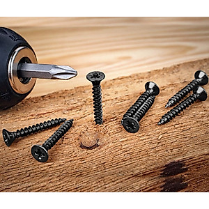 Phosphate Coated Stainless Flat Head Phillips Wood Screw M3.5 Black Finish by Boltstar (1 - 3/4 inch)