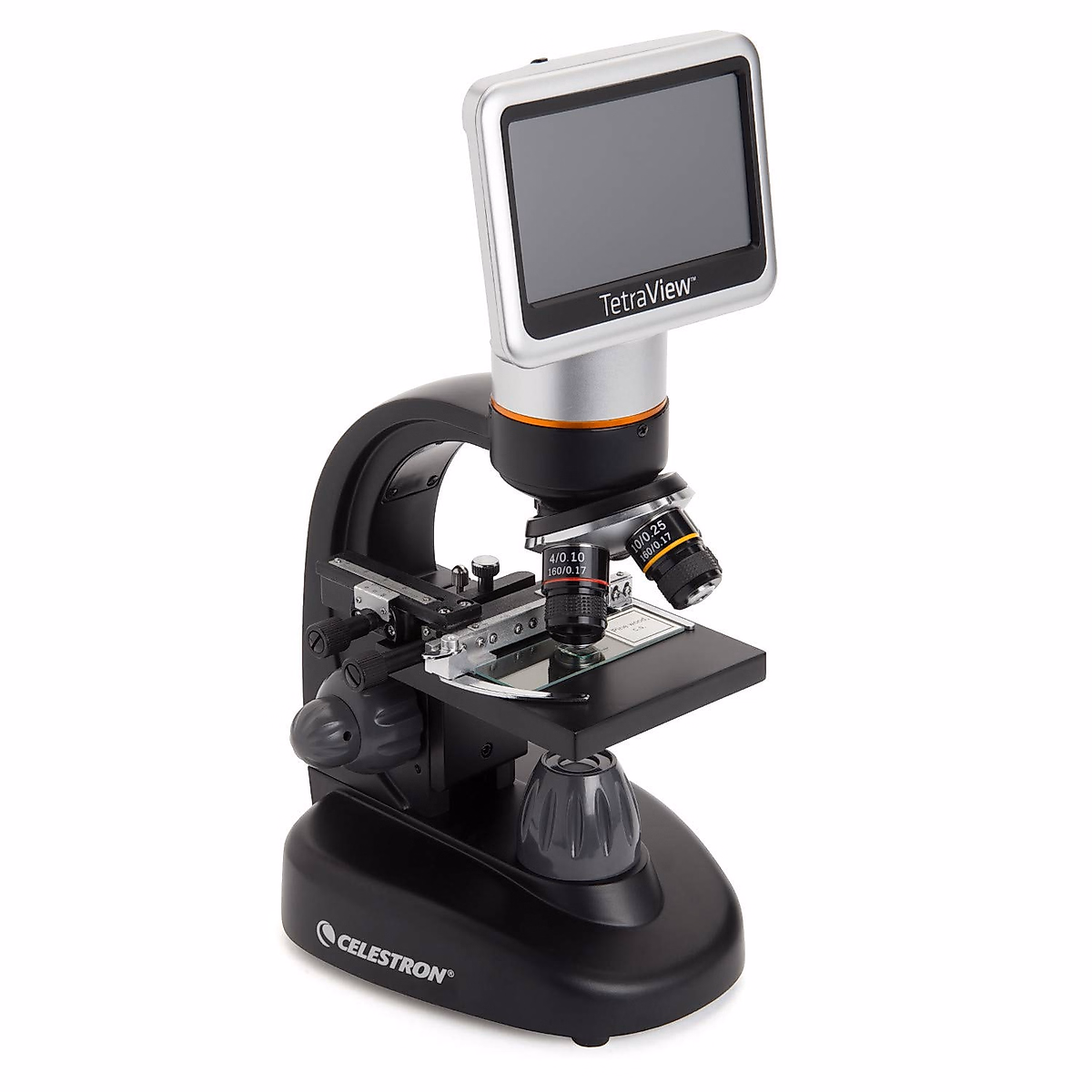 Celestron – TetraView LCD Digital Microscope – Biological Microscope with a Built-In 5MP Digital Camera – Adjustable Mechanical Stage –Carrying Case and 2GB Micro SD Card