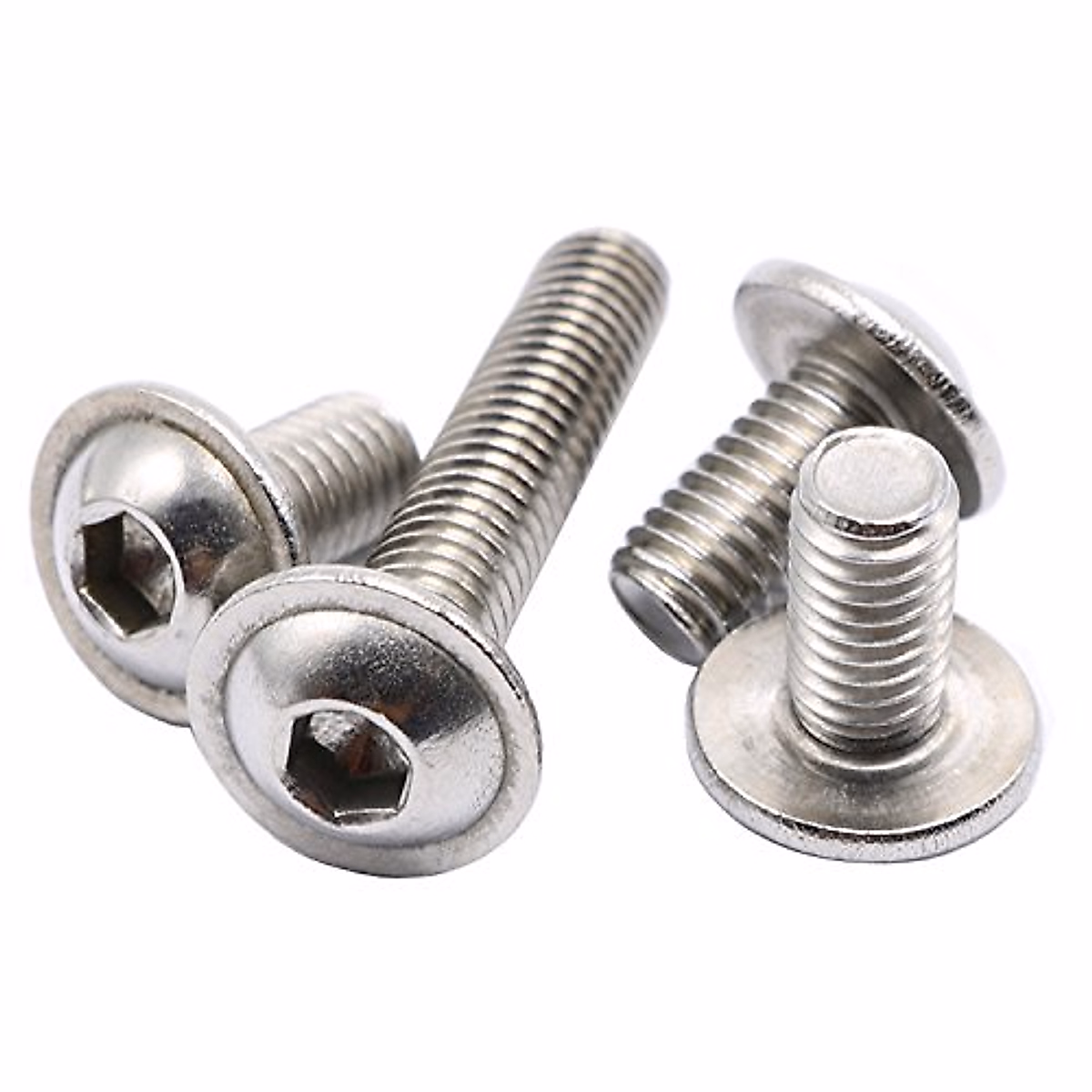 M5 x 16mm Stainless Steel Flanged Button Head Screws,Allen Socket Bolts,Right Hand Full Threads,Metric,24-Pieces