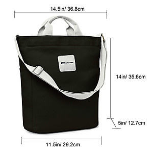 Canvas Tote Bag With Zipper And Pockets Casual Crossbody Planner Hobo Bags For Women, Black