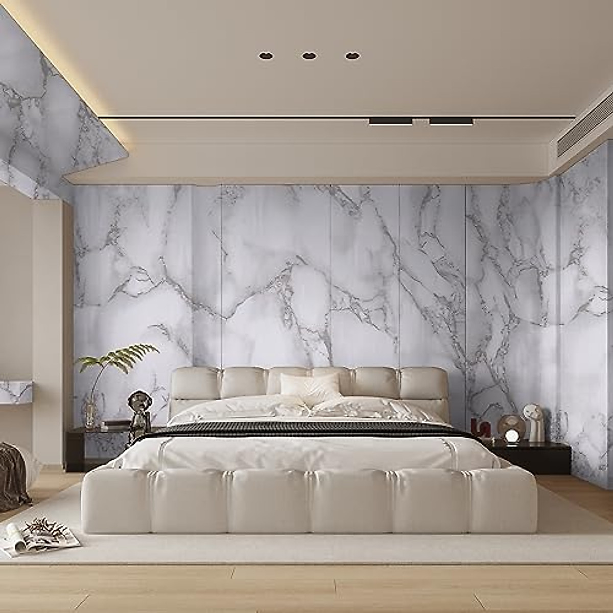 HATOKU 17.7" x 355" Glossy Marble Peel and Stick Wallpaper, Contact Paper for Cabinets, PVC Self Adhesive Wallpaper for Desk Drawer Shelf Liner