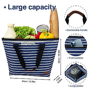Yuzerfortalbe Large Cooler Bag Insulated Blue 30can 18L,Leakproof Soft Coolers Insulated Tote Bag, Reusable Grocery Bag ，Lunch Box Lunch Bag for Picnic Beach Camping.