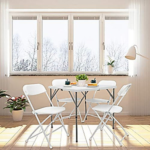 VINGLI 20 Pack White Plastic Folding Chair, Indoor Outdoor Portable Stackable Commercial Seat with Steel Frame 350lb. Capacity for Events Office Wedding Party Picnic Kitchen Dining