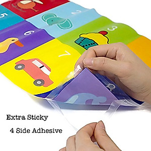 Youngever 80 Disposable Placemats Table Topper, Extra Sticky (4 Sides) Adhesive Peel and Stick Strip Disposable Mats for Kids Toddlers Baby Children, 18 Inch x 12 Inch Kids Safe (Animal)