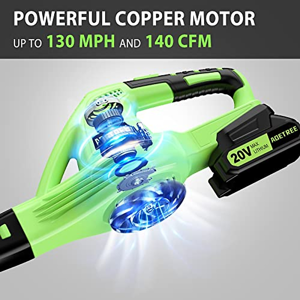 Cordless Leaf Blower - Lightweight Electric Blower with 2 Batteries & Charger - 20V Battery Powered Small Handheld Blower for Lawn Care