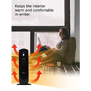 Mini Oil Filled Space Heater, JASUN Electric Radiator Heater with Adjustable Temperature, 700W Powerful Heating for Bedroom, Office, Living Room, Black