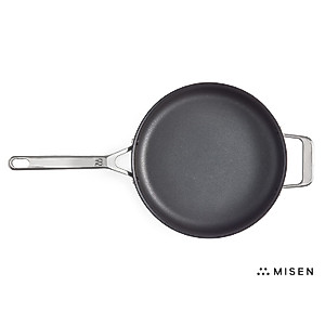 Misen Nonstick Sauté Pan with Lid - 3 QT Deep Frying Pan - Large Nonstick Frying Pan - Glass Lid w/Silicone Rim, Ceramic Outer Coating, Stay Cool Stainless Steel Handles - Versatile Cooking Precision