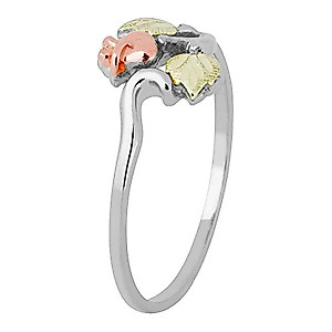 Slim-Profile Rose Ring, Sterling Silver, 12k Green and Rose Gold Black Hills Gold Motif, Size 9