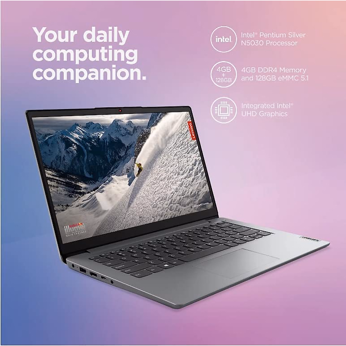 Lenovo 2023 Newest Ideapad 14 Inch Student Laptop, Intel Pentium Silver N5030 4-Core, up to 3.1 GHz, 4GB RAM, 256GB Storage, 1 Year Office 365, WIFI6, Webcam, Bluetooth, Windows 11