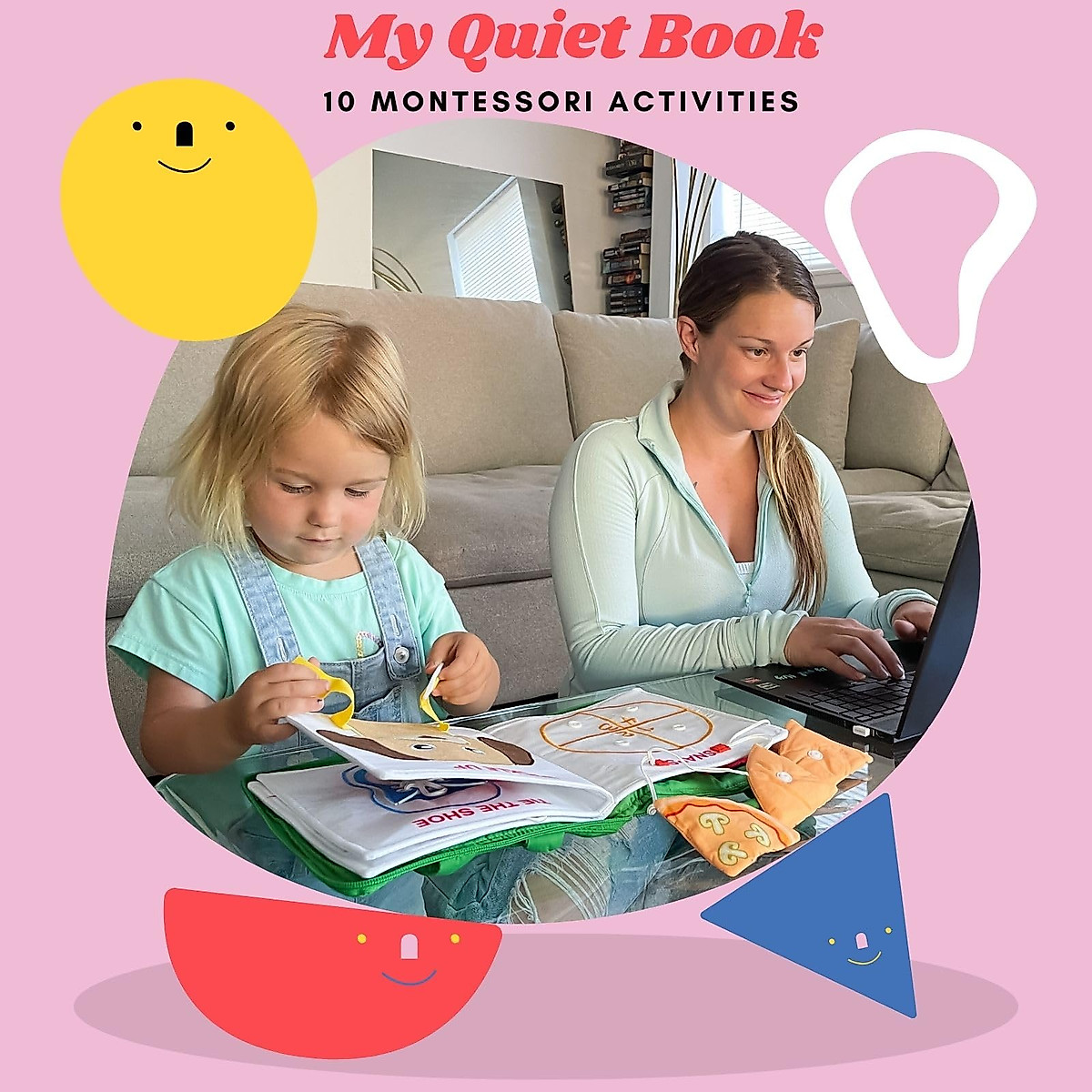 TAVVA My Quiet Book - Airplane Must Haves for Toddlers, Quiet Books for Toddlers 1-3, Montessori Busy Book for Toddlers 1-3 with 10 Learning Activities, Gifts for 1 2 3 4 Year Old Girl & Boy