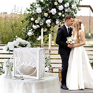 OurWarm Wedding Card Box for Reception, PVC Gift Card Box Holder with Slot and Acrylic Window, White Wedding Envelope Money Card Box for Baby Shower Birthday Graduation Party Wedding Decorations