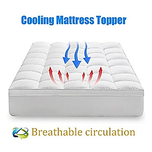 Queen Size Mattress Topper Extra Thick Cooling Mattress Pad Cover 3D Snow Down Alternative Fill Pillow Top with 8-21 Inch Deep Pocket