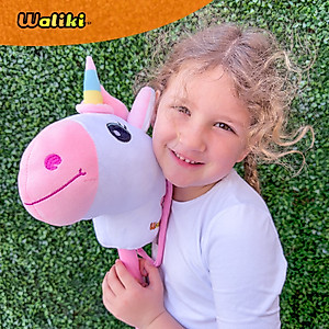 WALIKI Unicorn Stick Horse Toy for 2, 3, 4, 5, 6 & 7 Year Old Girls | Cute Birthday Gift for Little Girls | Pretend Play Pony for Toddlers & Preschoolers