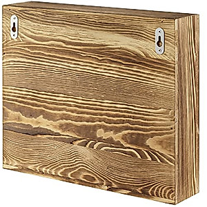 MyGift Wall Mounted Solid Burnt Brown Wood 2 Tier Display Shelf, Collectible Figurines and Memorabilia Collection Storage Shadow Box with Black Metal Bracket Accent