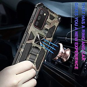 Samsung Galaxy A02S Phone Case,SZYZ Camouflage Sturdy Phone Case with Heavy Duty Shockproof Military Grade Anti-Fall Protection and Built-in Magnetic Cover for Samsung Galaxy A02S, MC Army Green