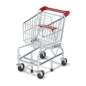 Melissa & Doug Toy Shopping Cart With Sturdy Metal Frame - Toddler Shopping Cart, Pretend Grocery Cart, Supermarket Pretend Play Shopping Cart For Kids Ages 3+